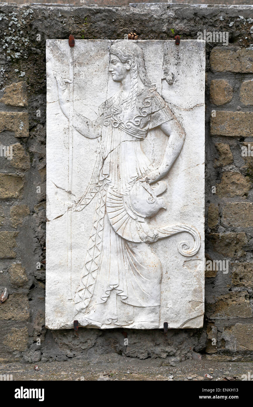 Marble relief panel of the god Minerva, Herculaneum, Ercolano, Italy ...