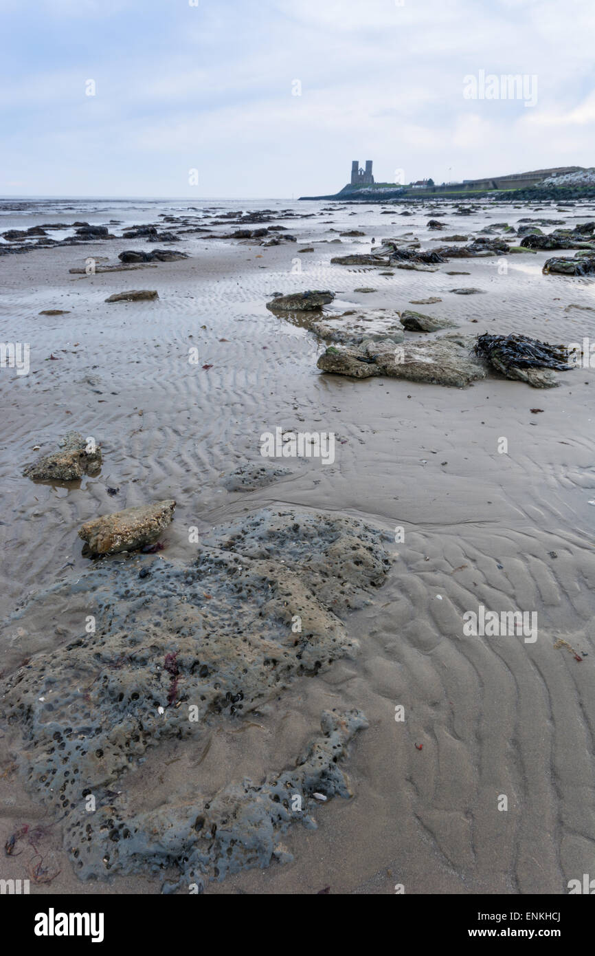 Beach and Reculver towers. Thanet. Kent Stock Photo - Alamy