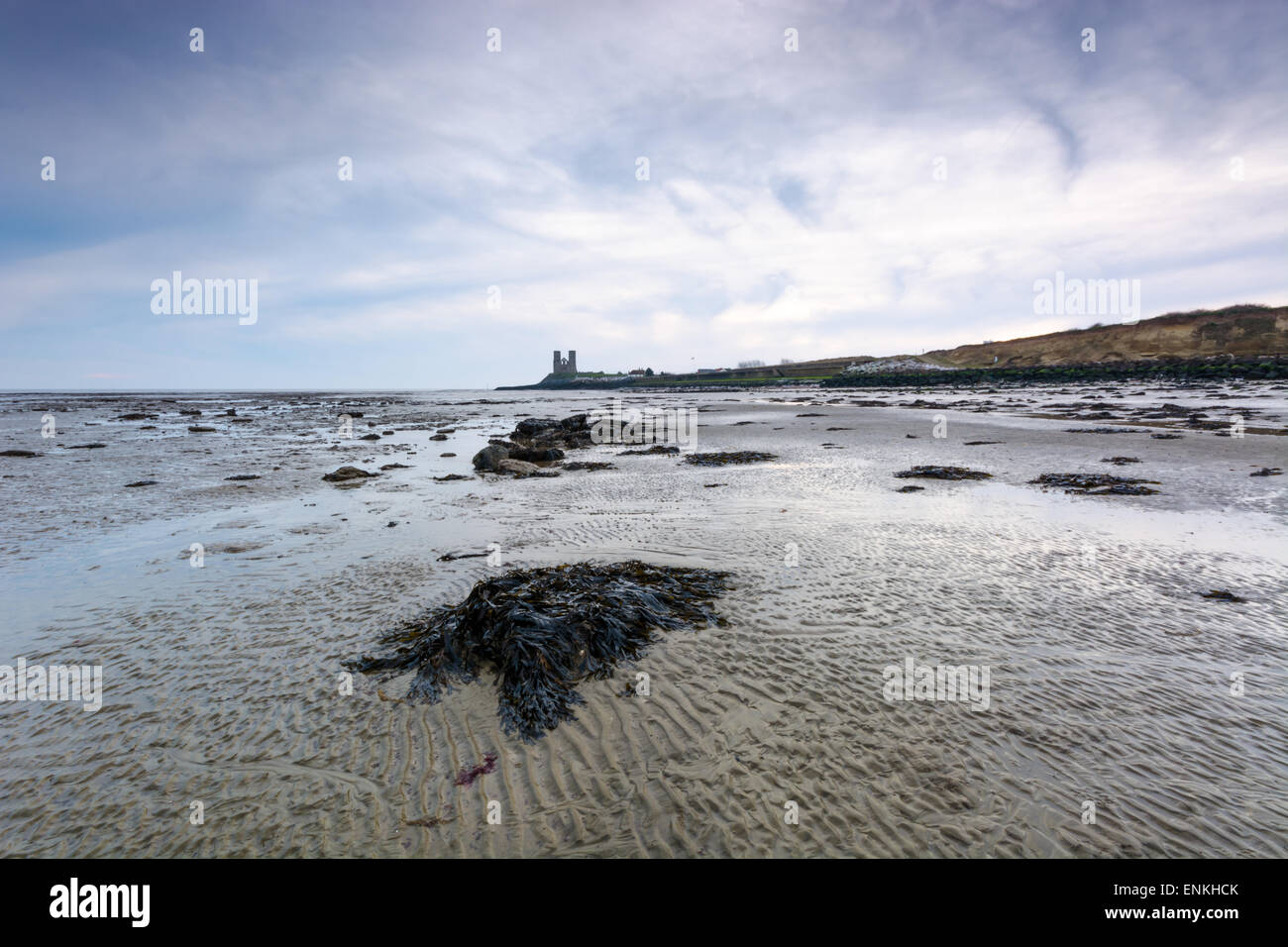 Beach and Reculver towers. Thanet. Kent Stock Photo - Alamy