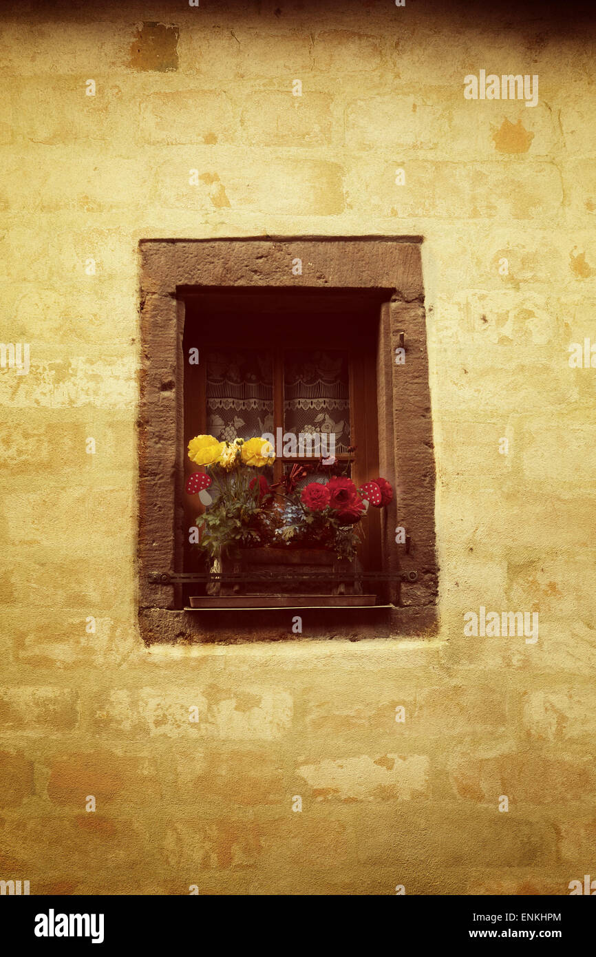 rustic framed window country style Stock Photo - Alamy