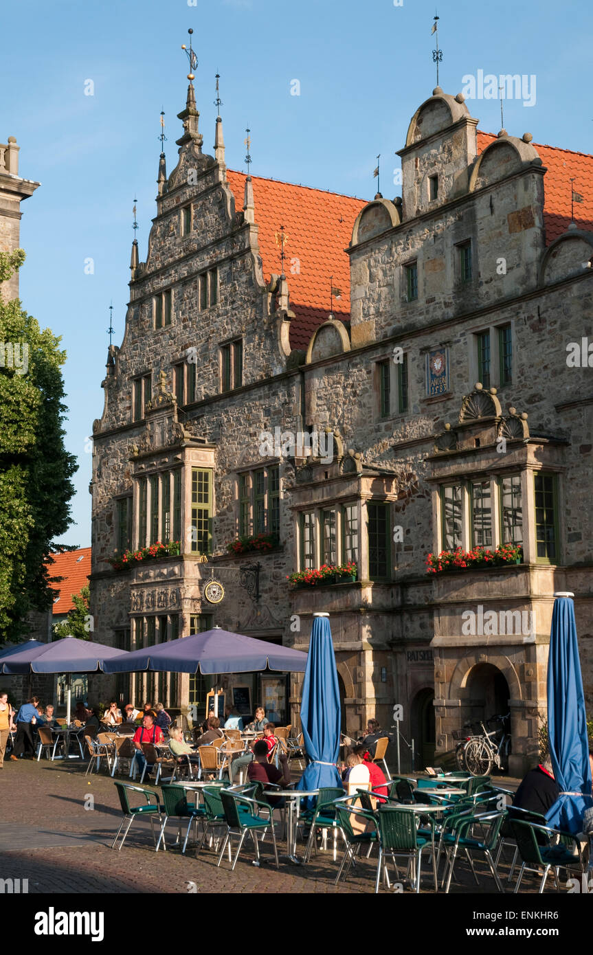 market square, historic old town, Rinteln, Weserbergland, Lower Saxony ...