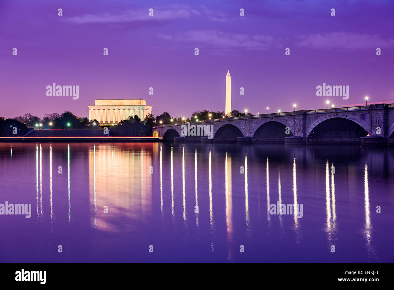 Washington, DC monuments on the Potomac River Stock Photo - Alamy