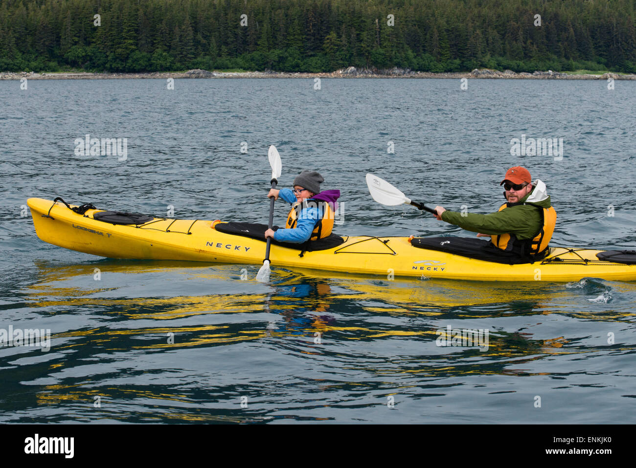 Kayaking in Icy Strait. Glacier Bay National Park adn Preserve ...