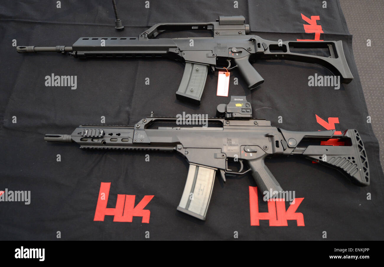 Oberndorf, Germany. 07th May, 2015. Two Heckler & Koch G36 assault ...