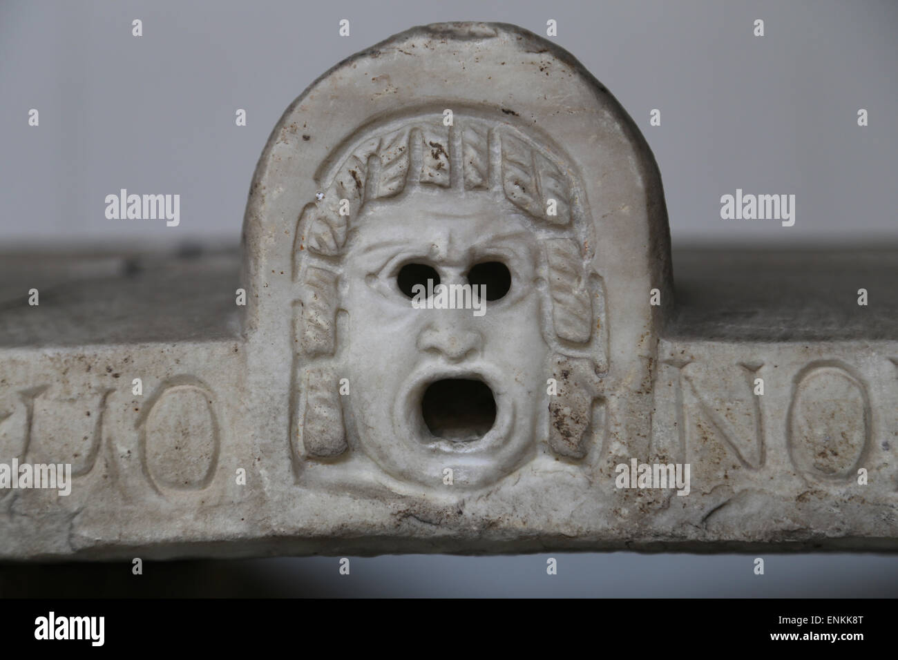 Roman art. Theatrical mask. Sarcophagus. Detail. Vatican Museum ...
