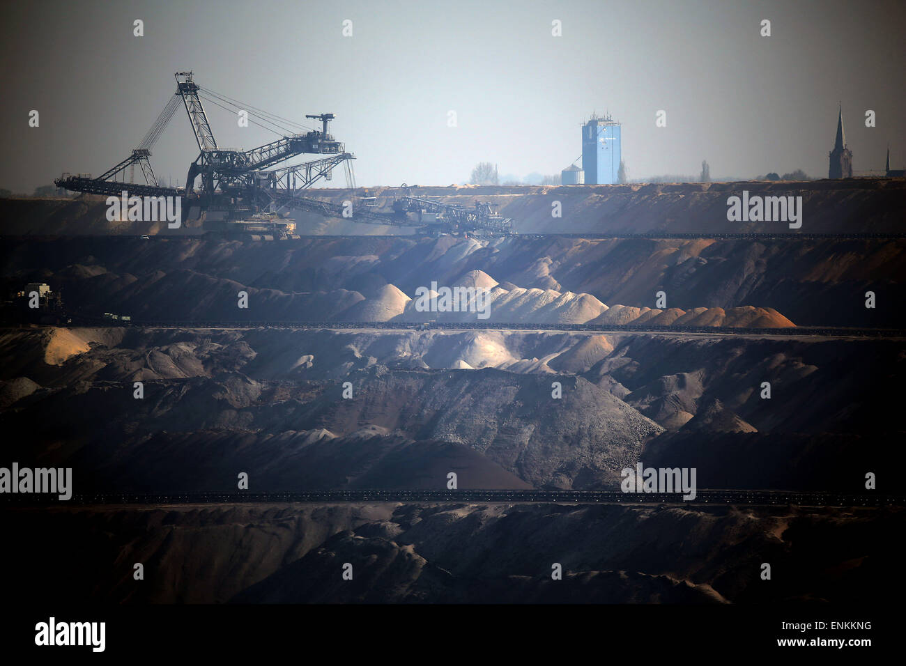 An earth mover at the Garzweiler brown coal mine in Erkelenz, Germany ...