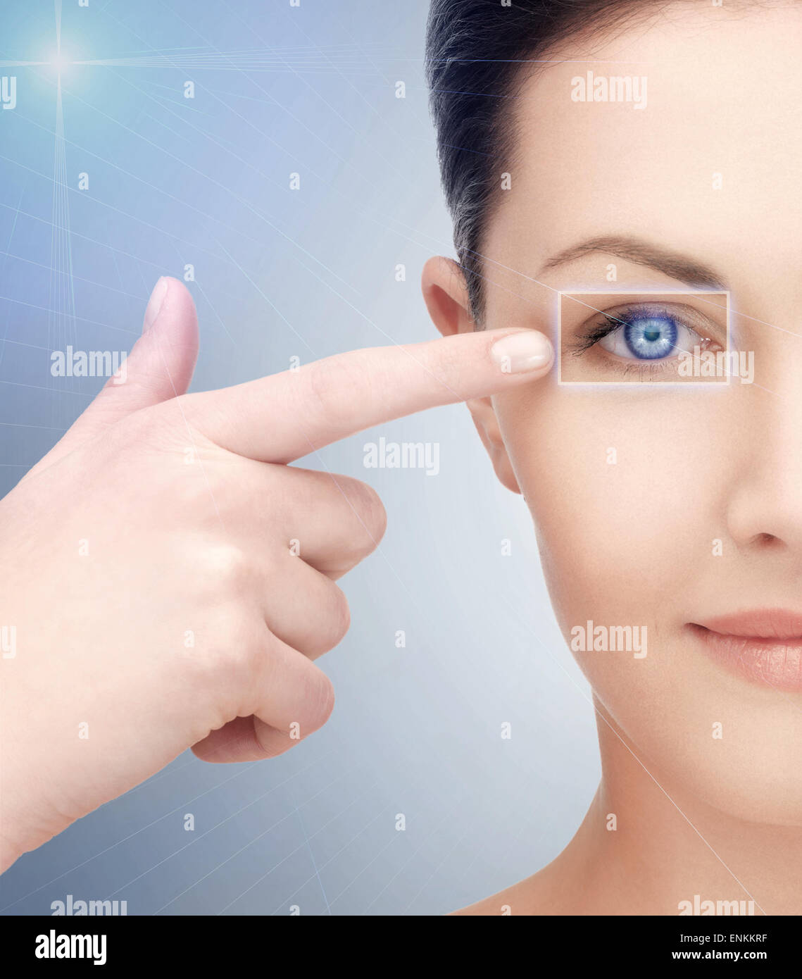 woman eye with laser correction frame Stock Photo - Alamy