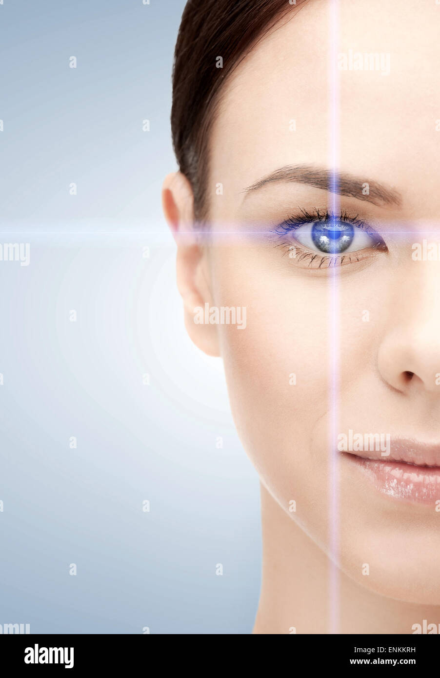 woman eye with laser correction frame Stock Photo - Alamy