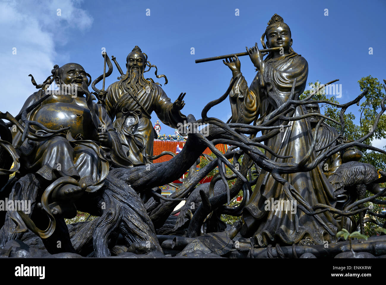 Chinese statues at Wihan Sian Chinese temple Pattaya Thailand S. E ...