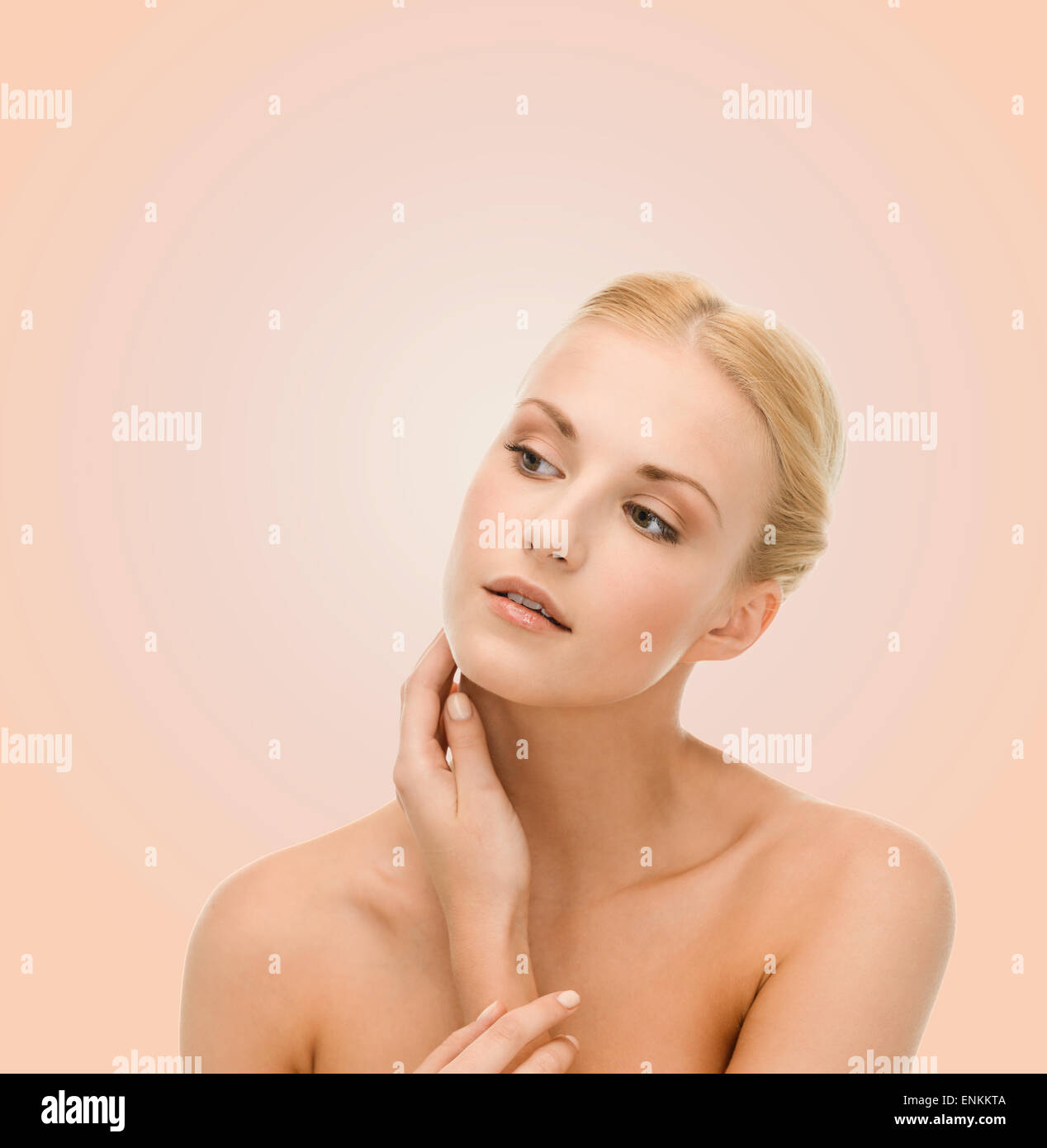 beautiful woman touching her face skin Stock Photo - Alamy