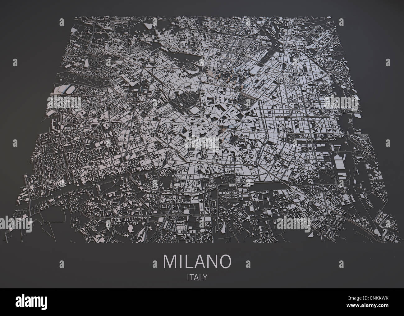 Milan streets and buildings map Stock Photo - Alamy