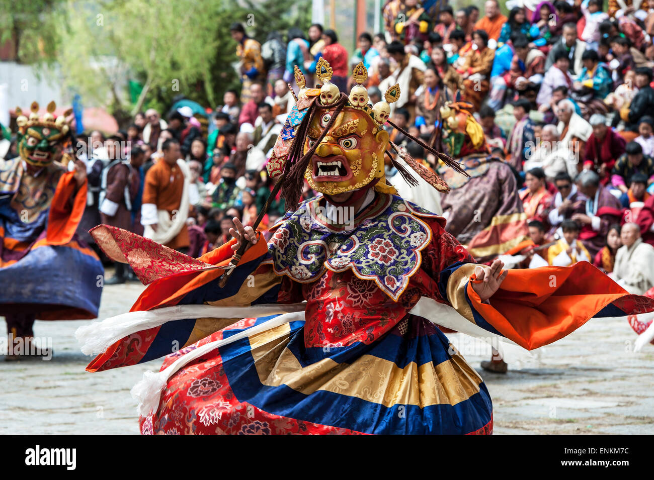 Dance of terrifying deities (Tungam) at Paro religious festival Bhutan ...