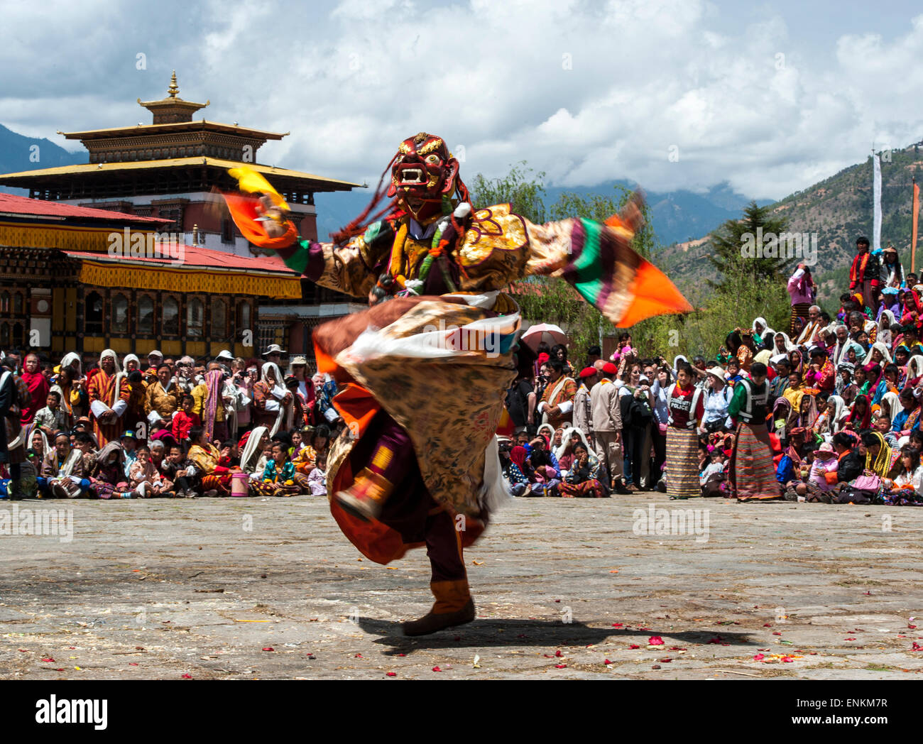 Dance of terrifying deities (Tungam) at Paro religious festival Bhutan ...