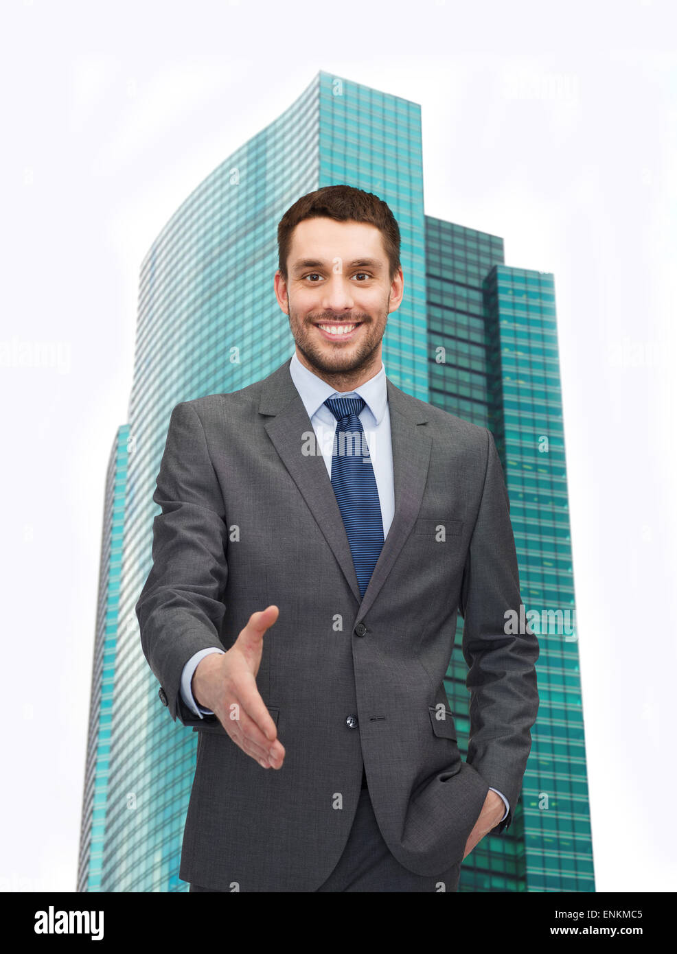 businessman with open hand ready for handshake Stock Photo - Alamy