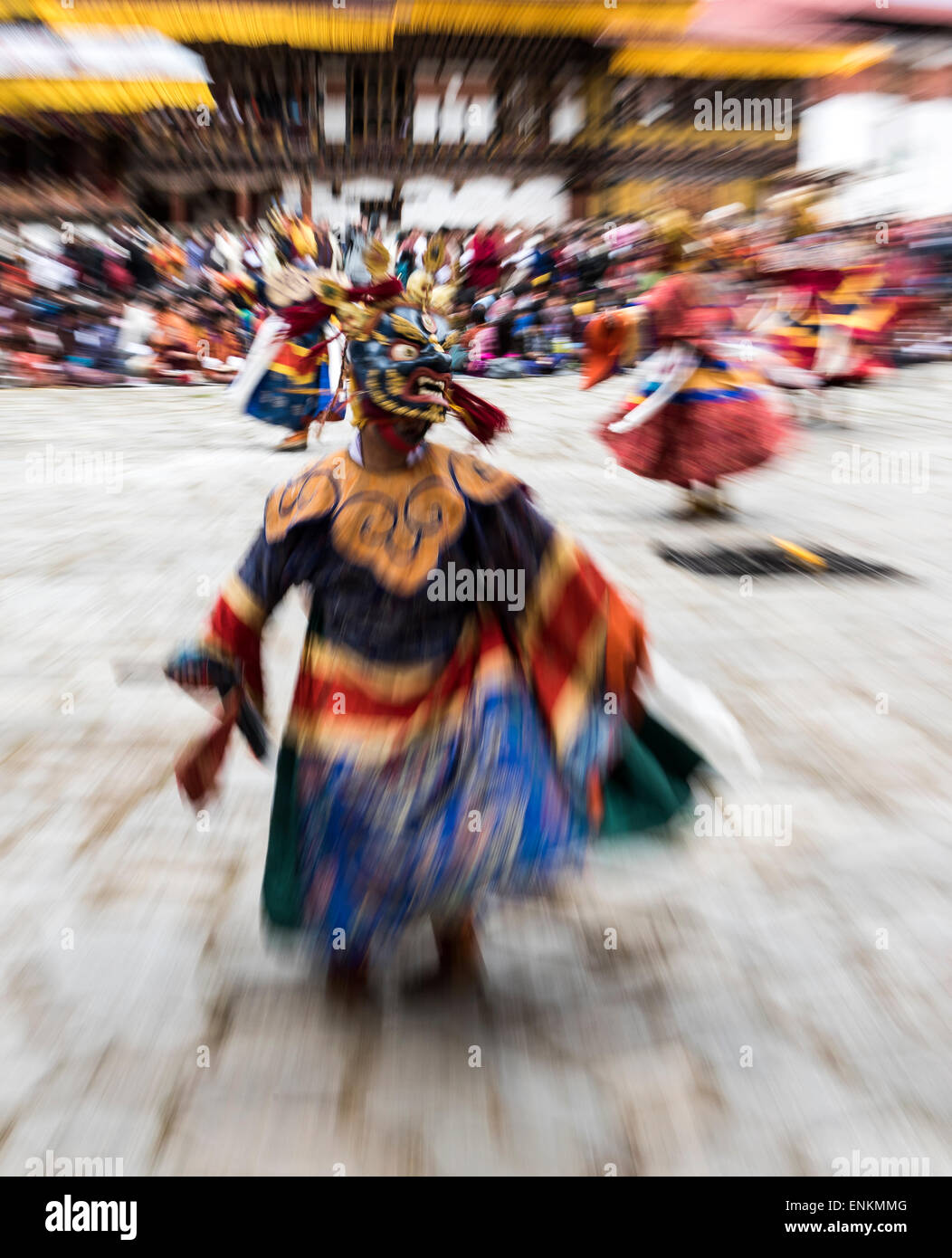 Dance of terrifying deities (Tungam) at Paro religious festival Bhutan ...