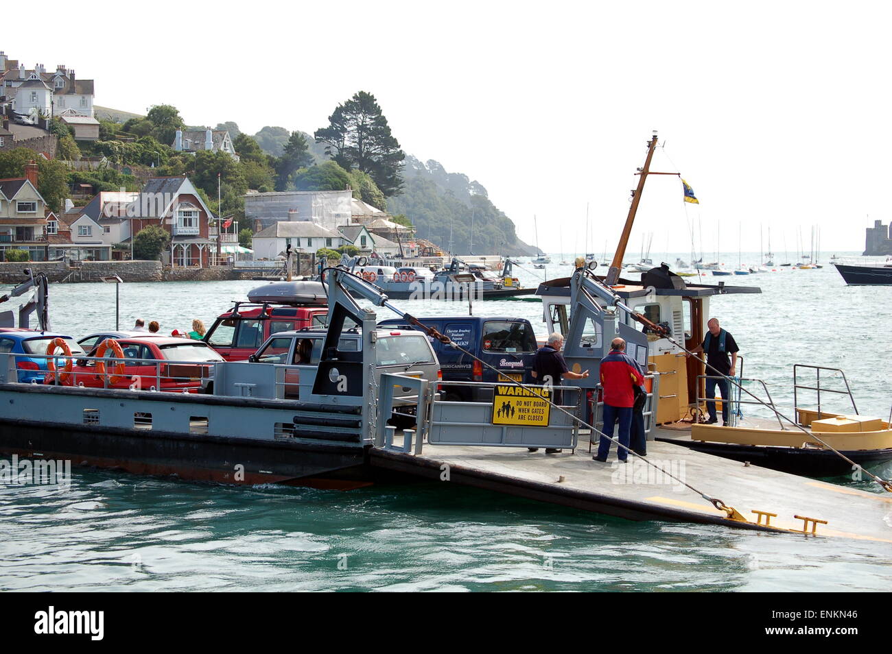 Cars on the Lower Car Ferry at Dartmouth about to cross The River Dart ...
