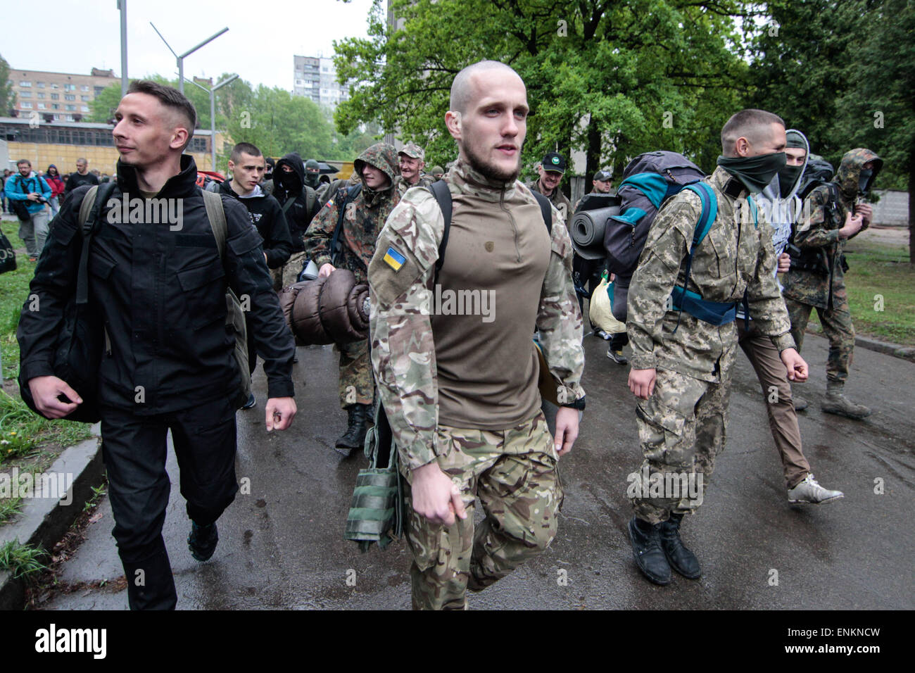 May 7, 2015 - Kiev, Ukraine - Volunteers of the Azov Battalion stand in ...