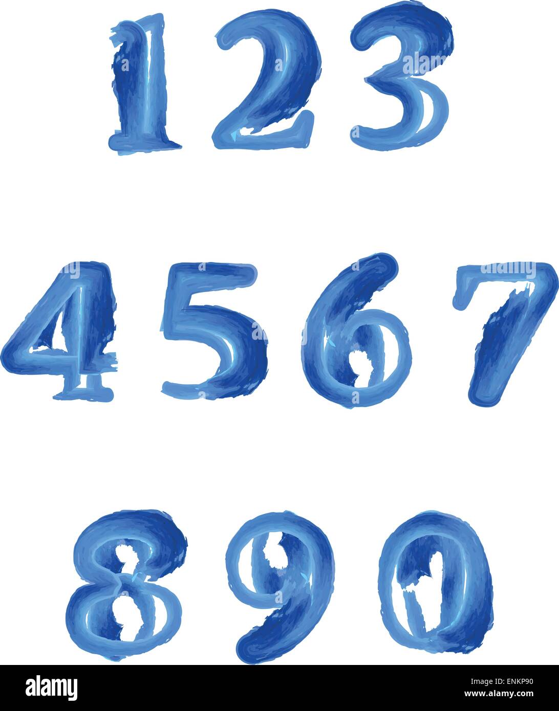 Blue watercolour numbers set. Illustration made in vector Stock Vector ...
