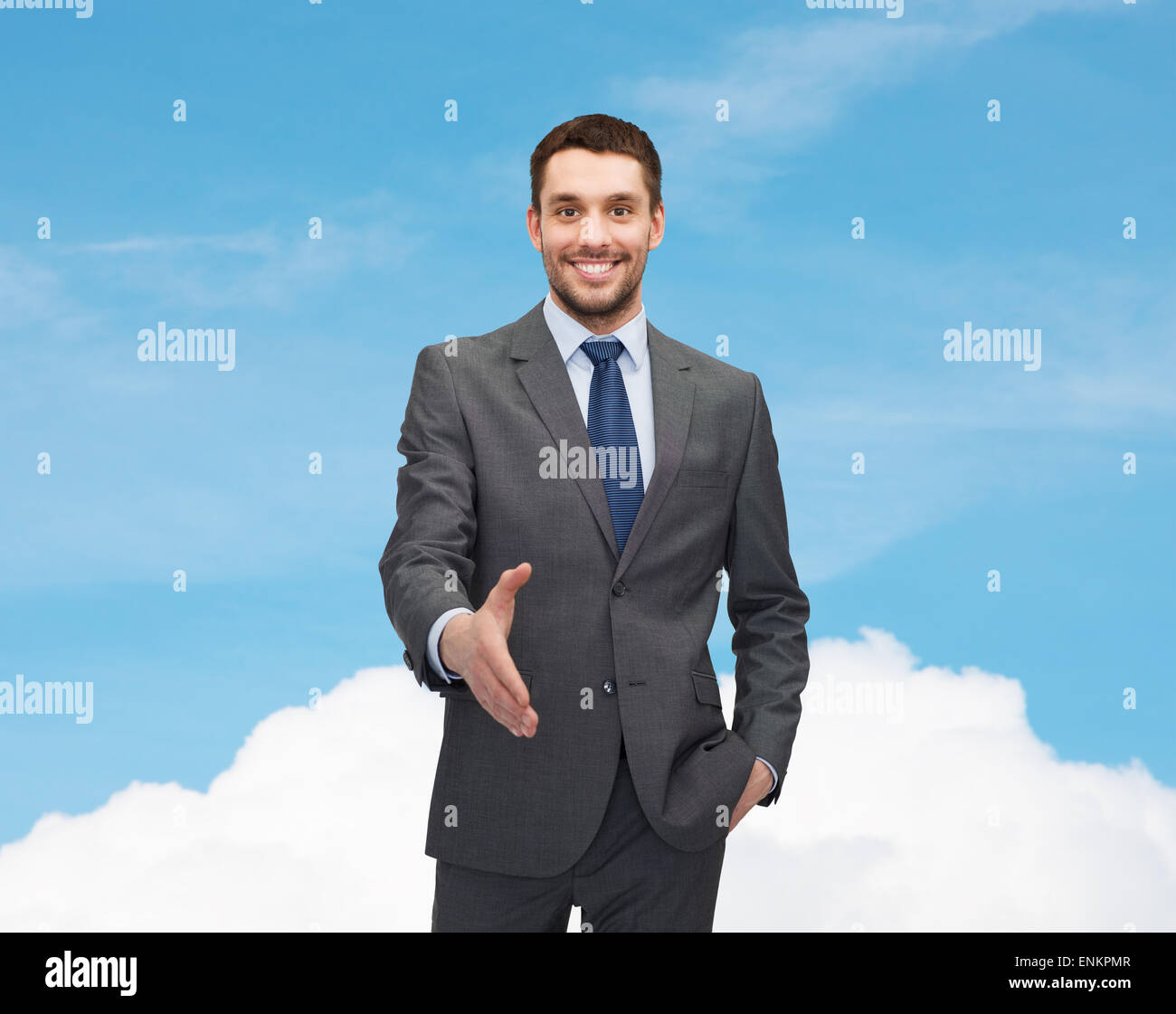 businessman with open hand ready for handshake Stock Photo - Alamy