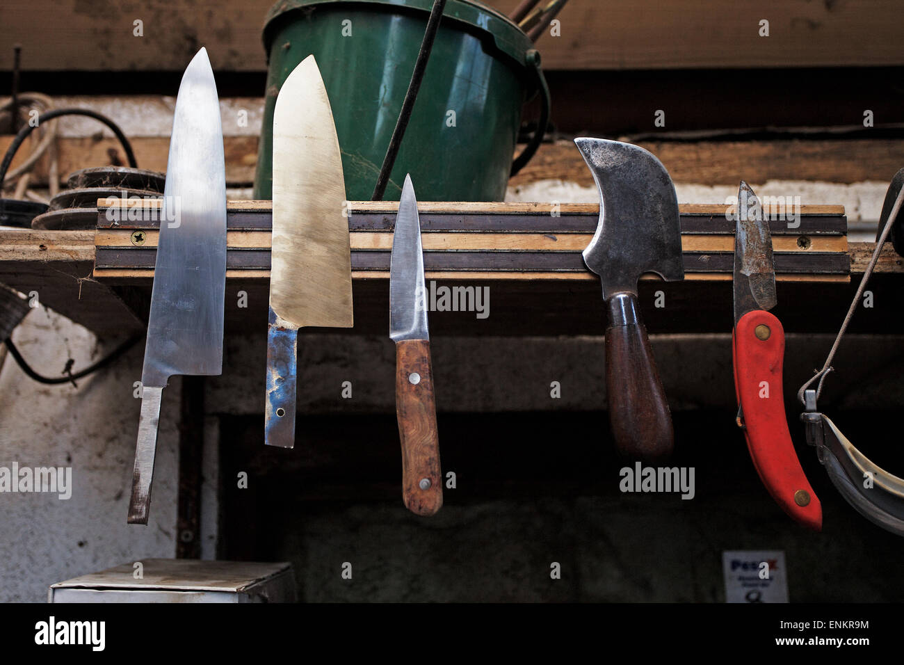 A set of handmade chefs knives Stock Photo - Alamy