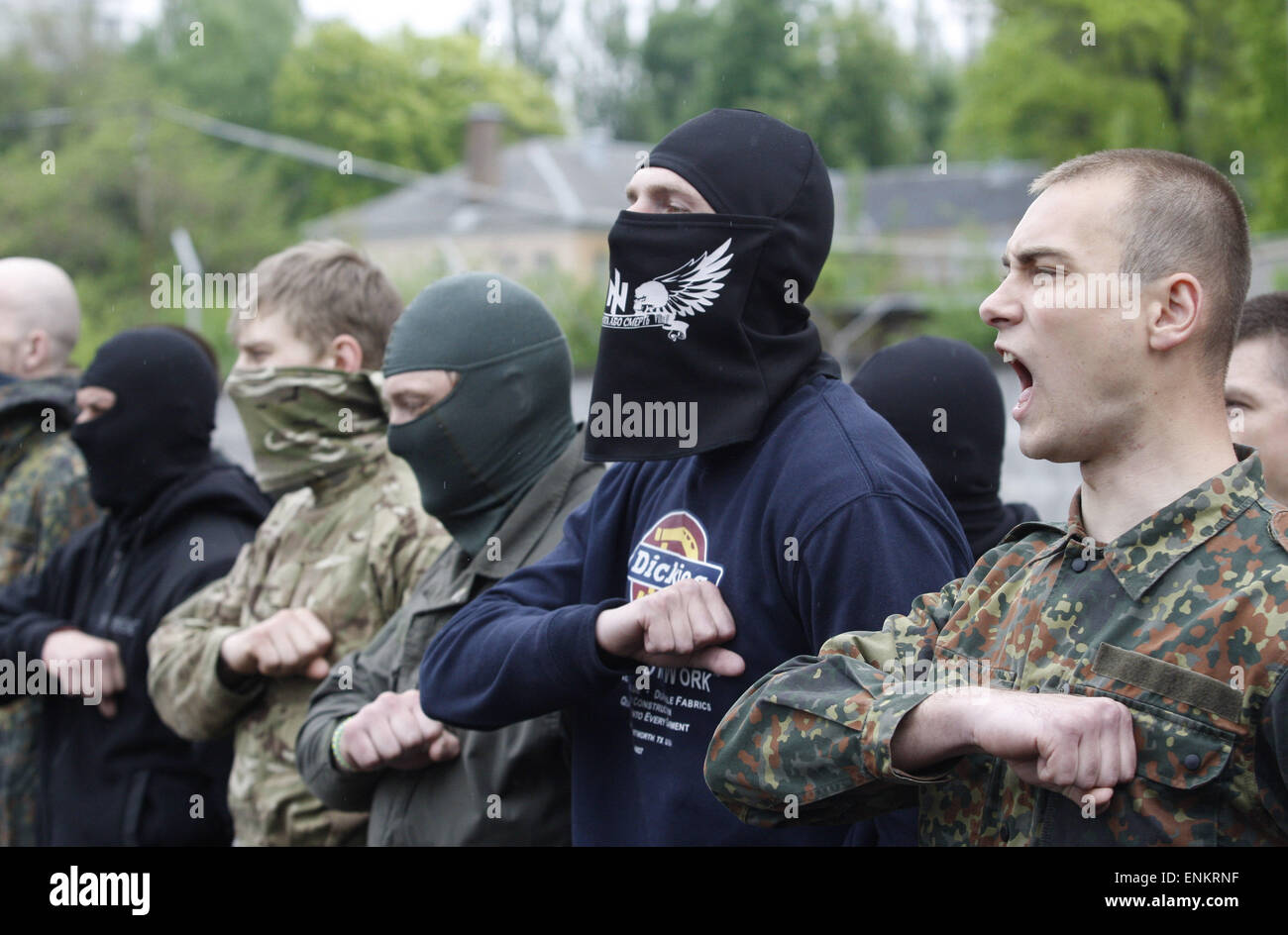 Kiev, Ukraine. 7th May, 2015. Volunteers of the Azov Battalion during a ...