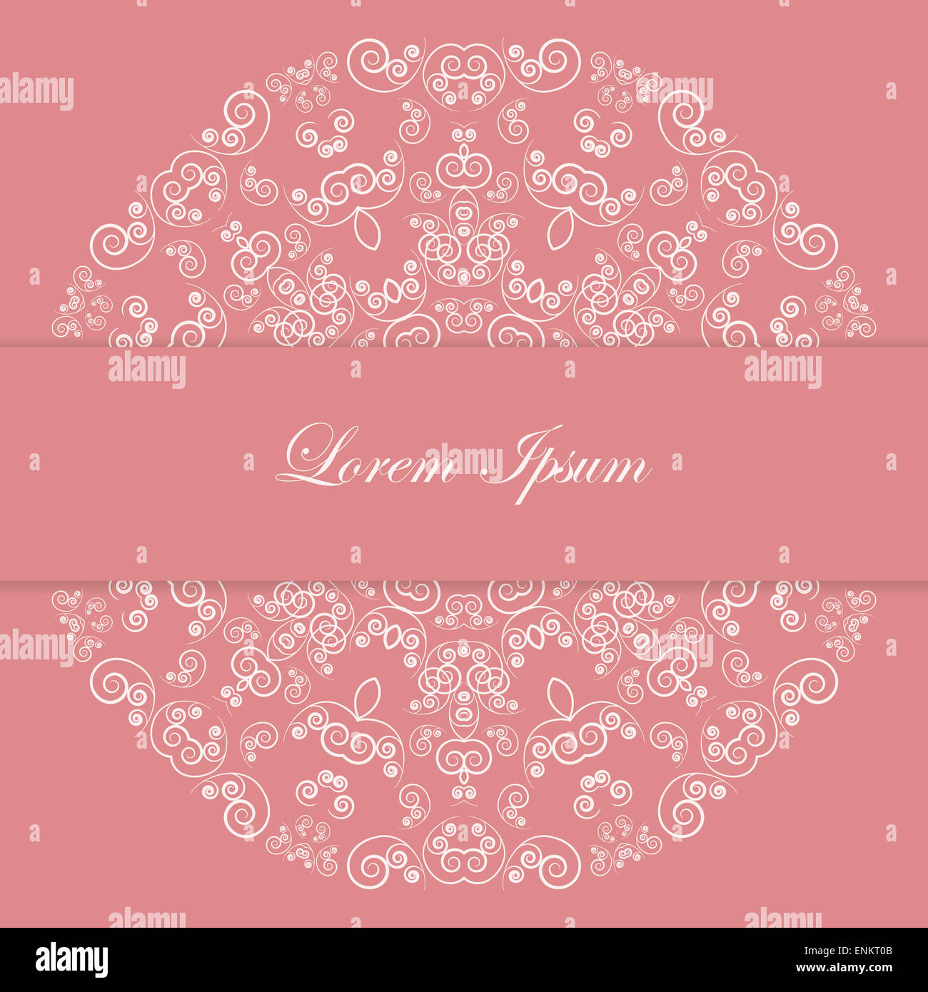 Pink card design with round lacy vintage style pattern Stock Photo - Alamy