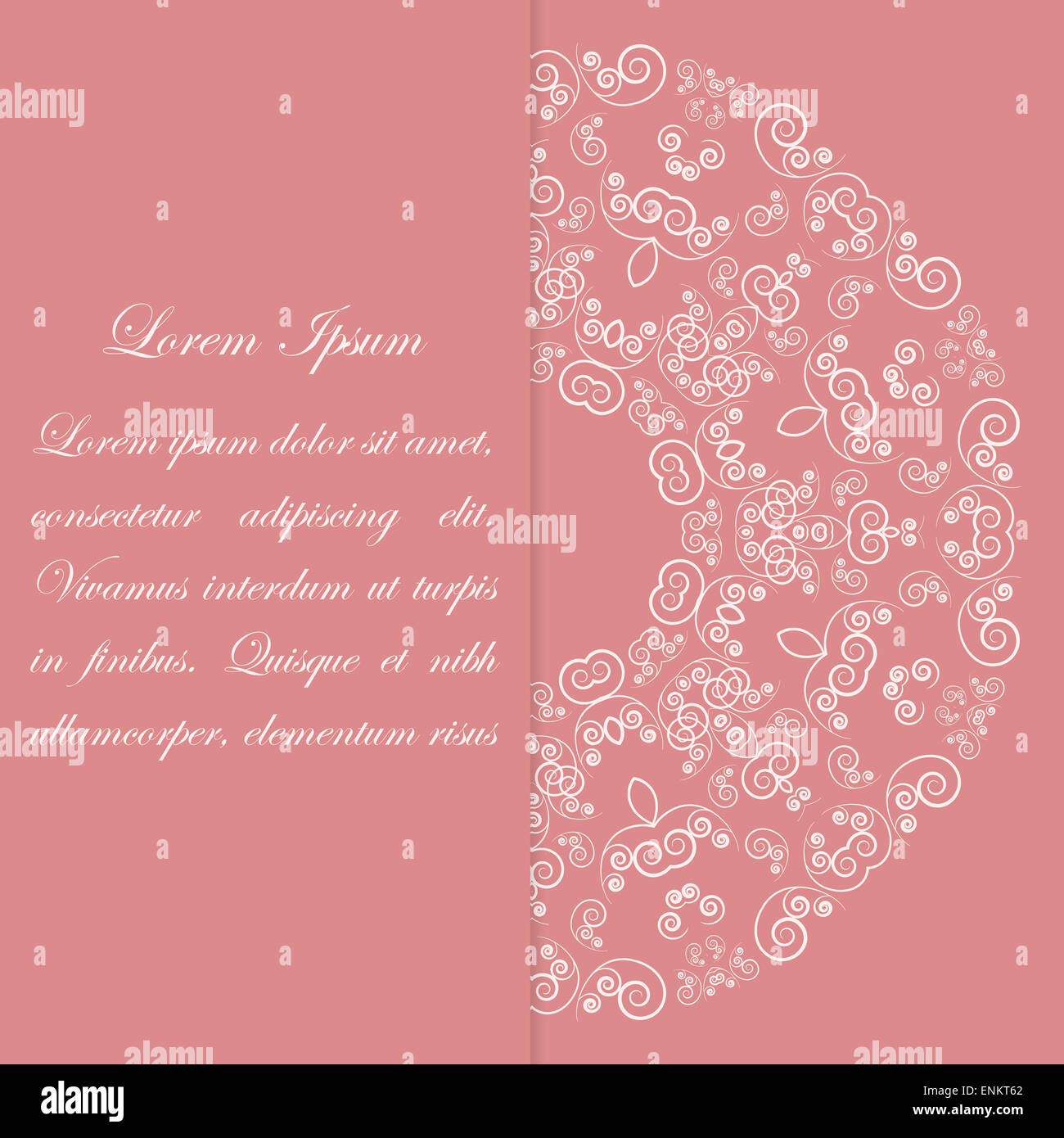 Pink card design with round ornate vintage style pattern Stock Photo ...