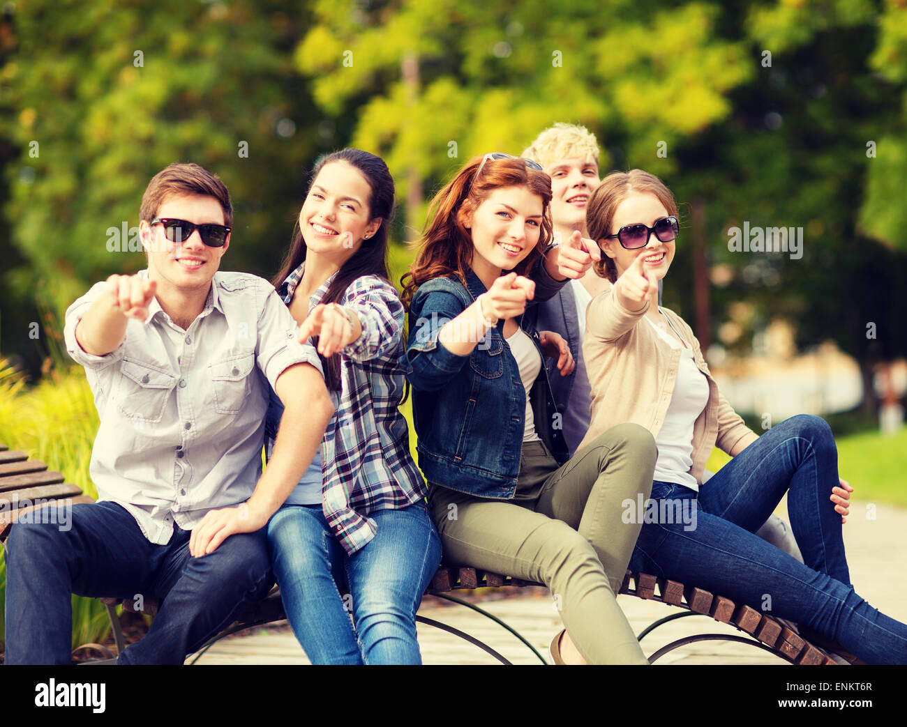 group of students or teenagers pointing fingers Stock Photo - Alamy