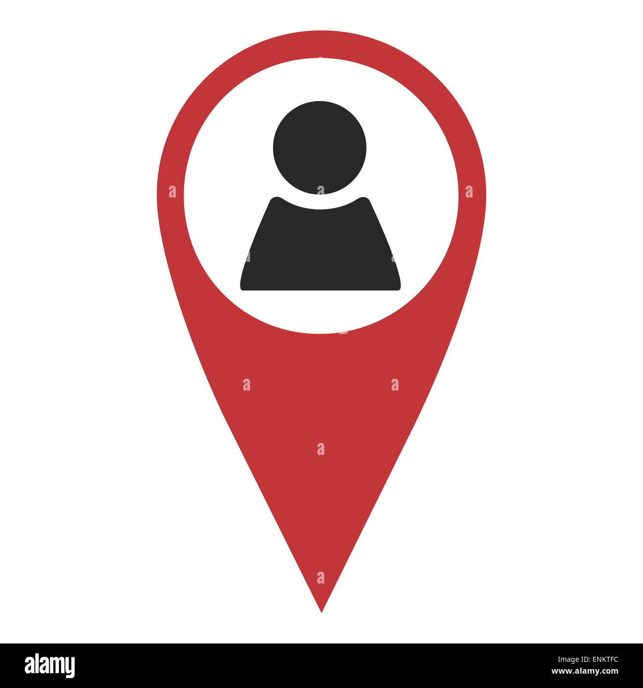 Red geo pin with person sign on white. Geolocation and navigation Stock ...