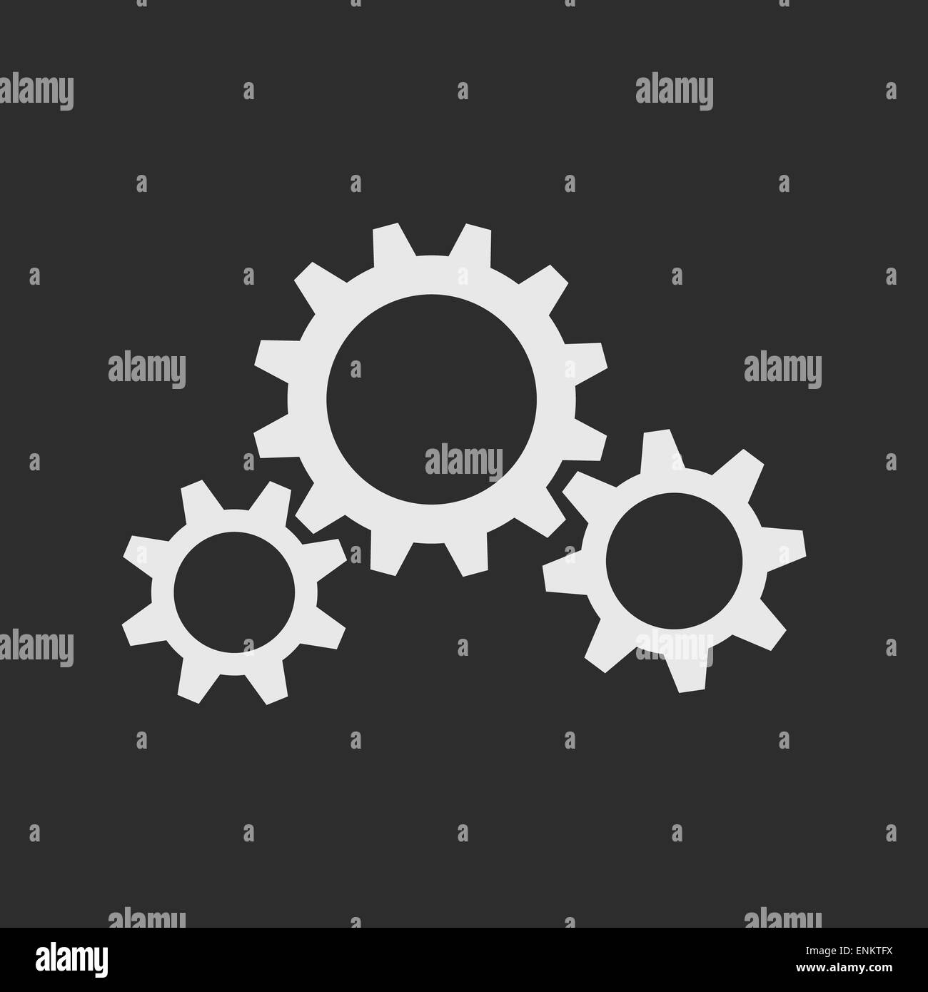 Three white gear wheels on dark grey background Stock Photo - Alamy