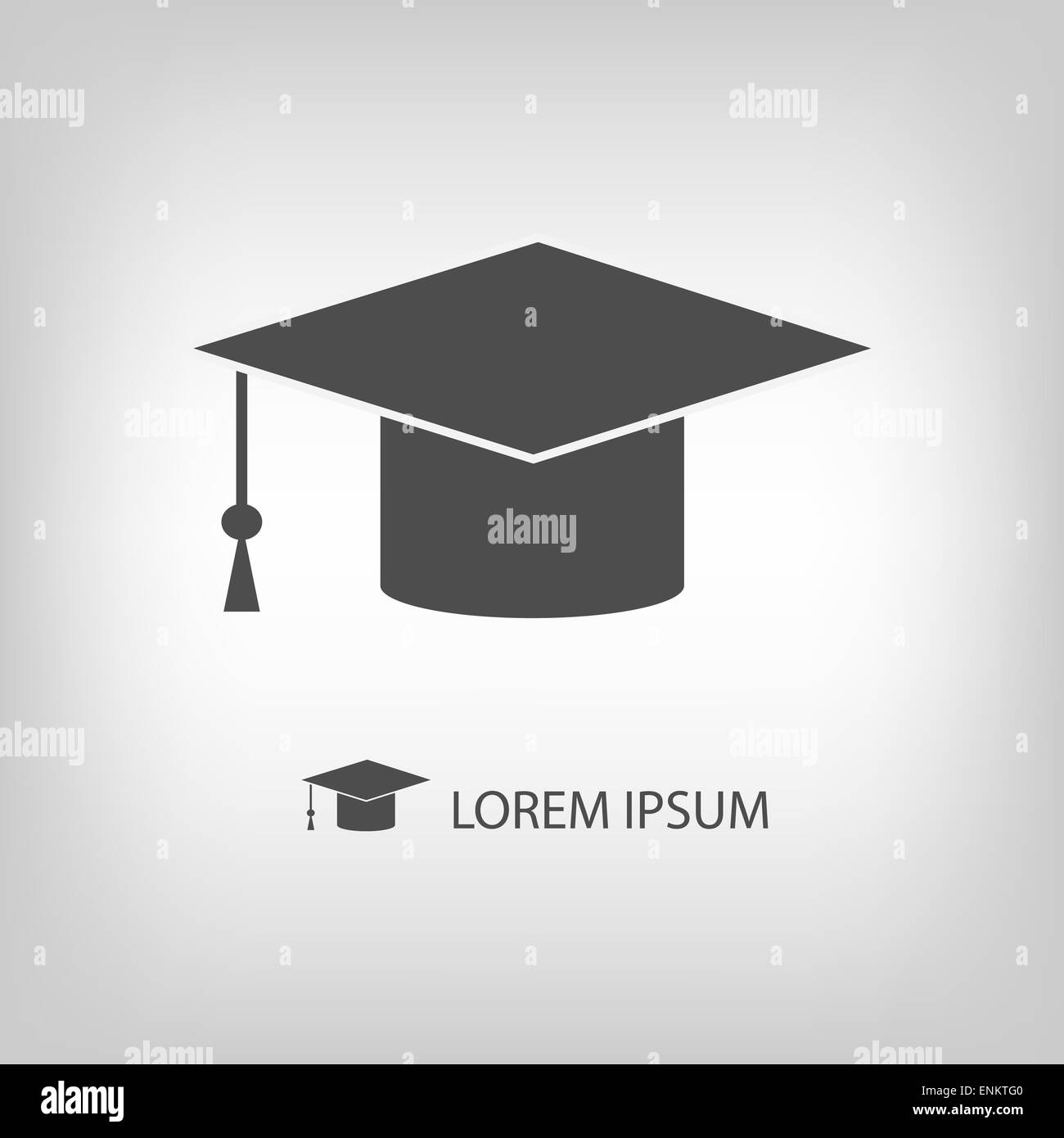 Grey graduation hat as logo. Education symbol Stock Photo - Alamy