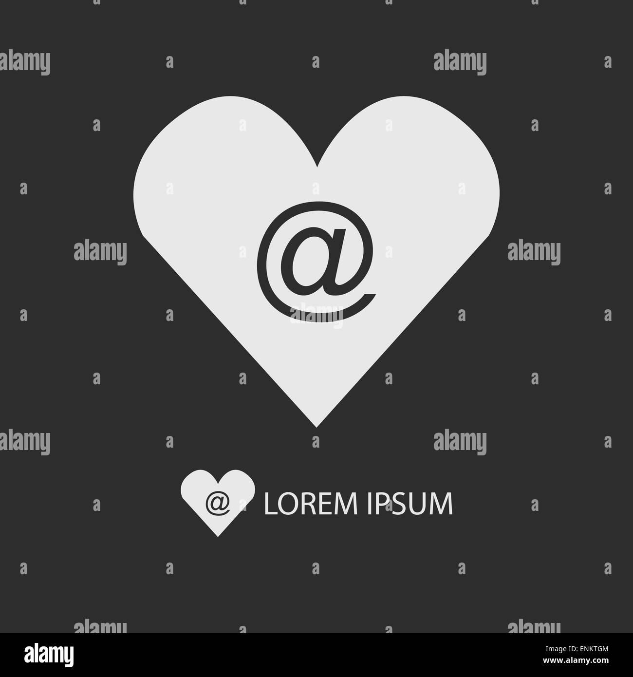 White heart with mail sign as logo on dark grey background with ...