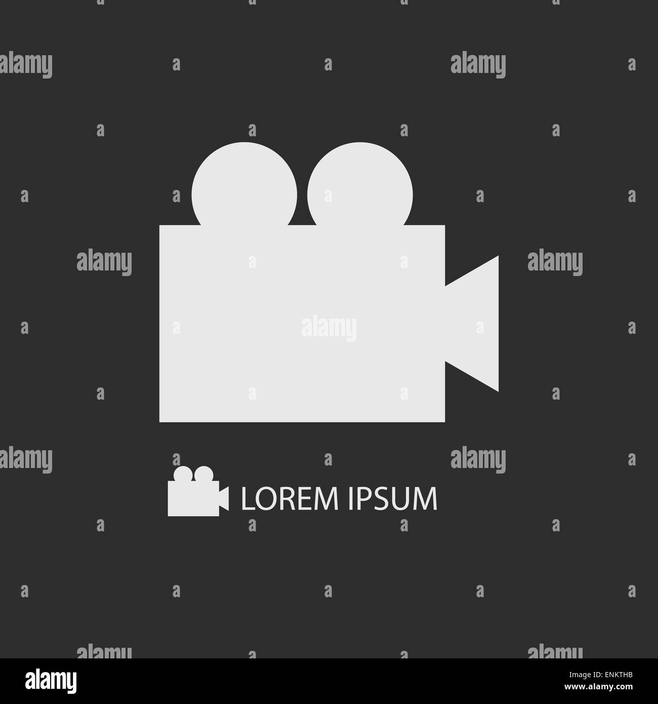 White video camera as logo ondark grey background with copyspace Stock ...