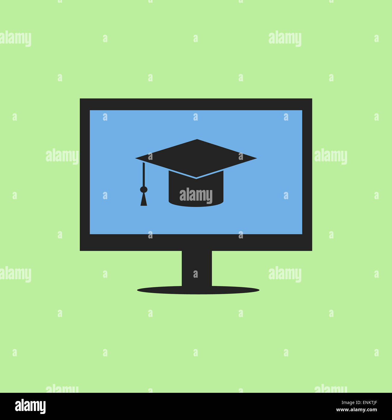 E-learning symbol with computer and graduation cap Stock Photo - Alamy