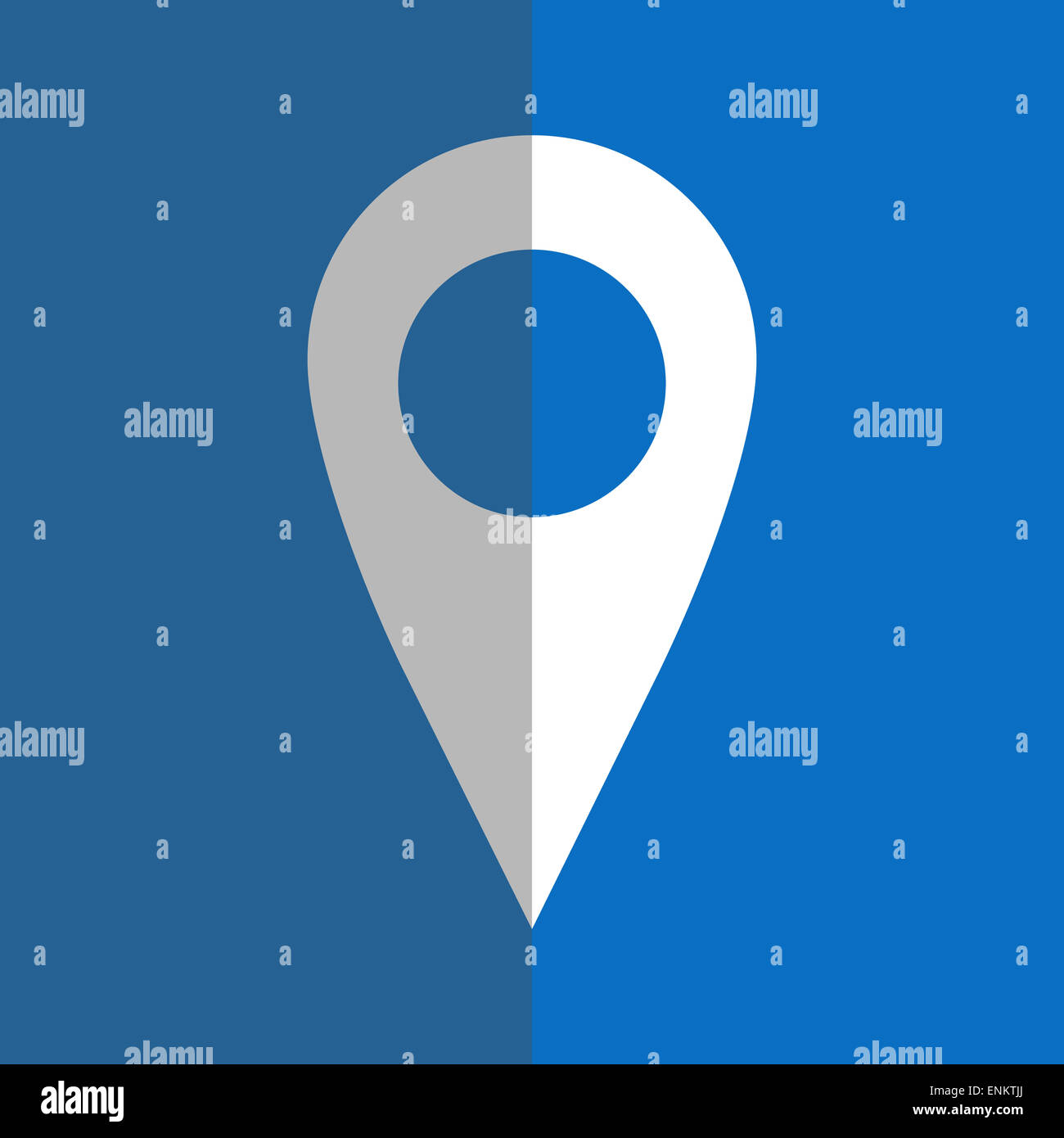 White geo pin on blue background in flat style. Geolocation and ...