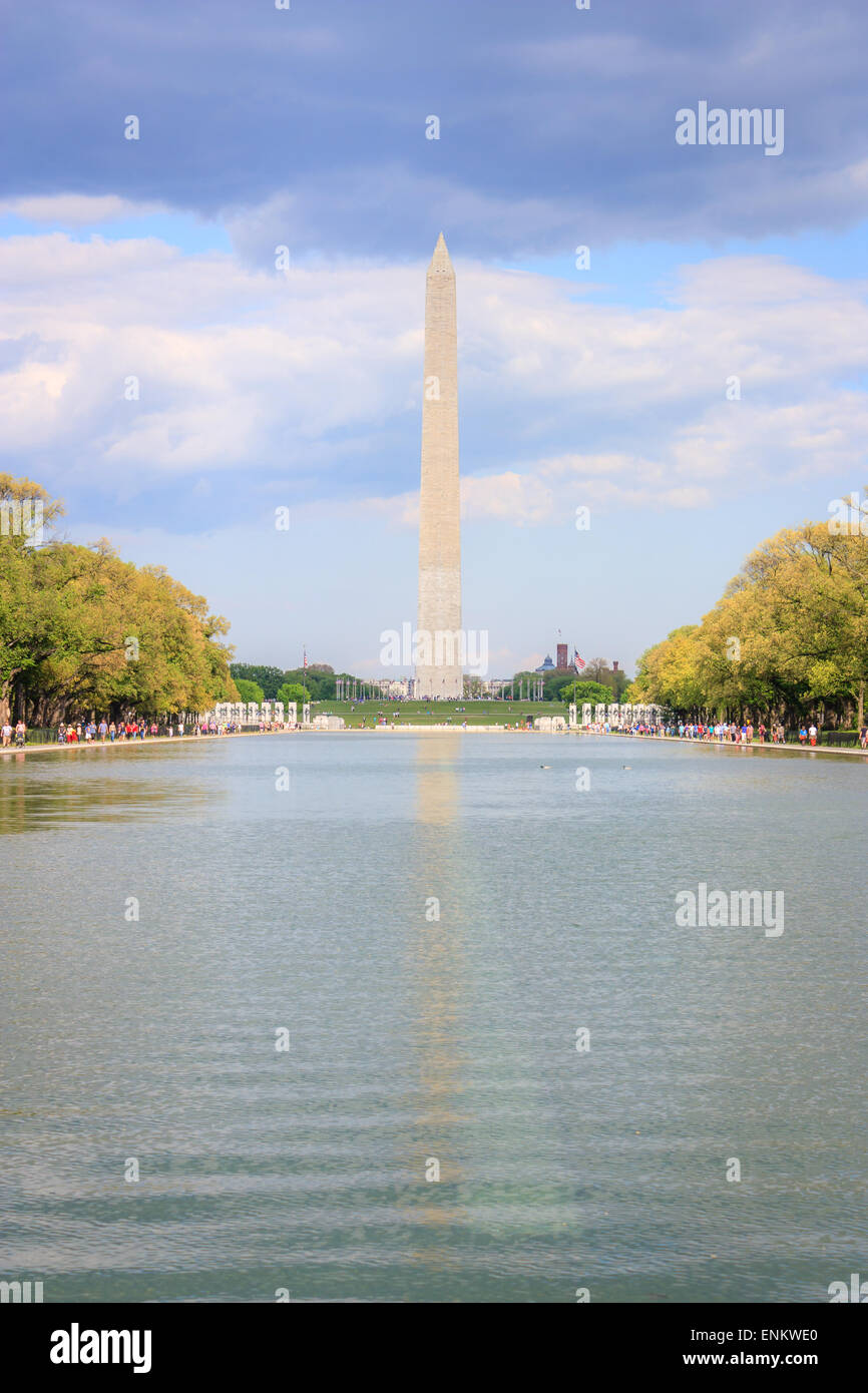 Washington monument and reflecting pool, view from Lincoln memorial ...