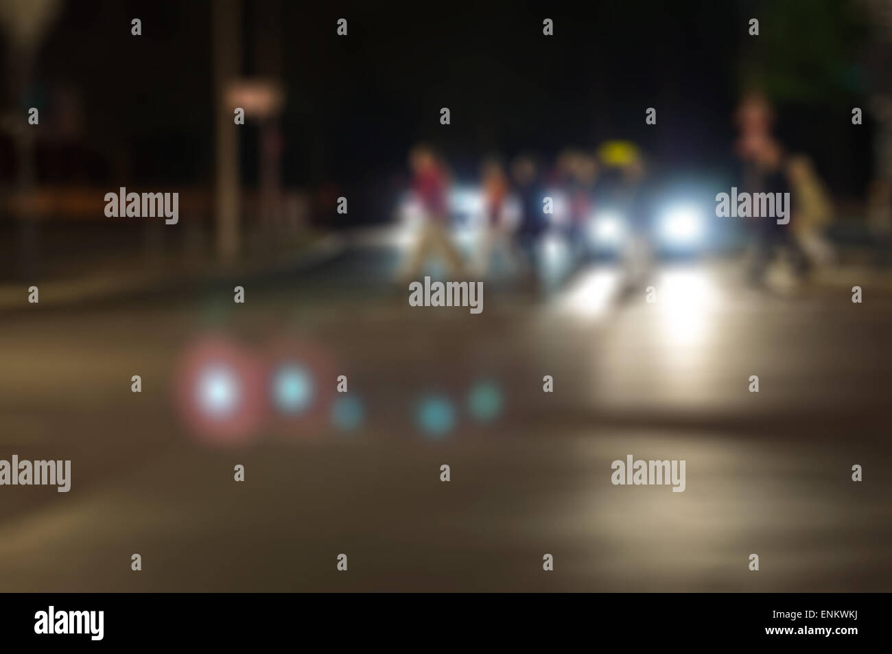 Blurry abstract cityscape night crosswalk with people Stock Photo - Alamy