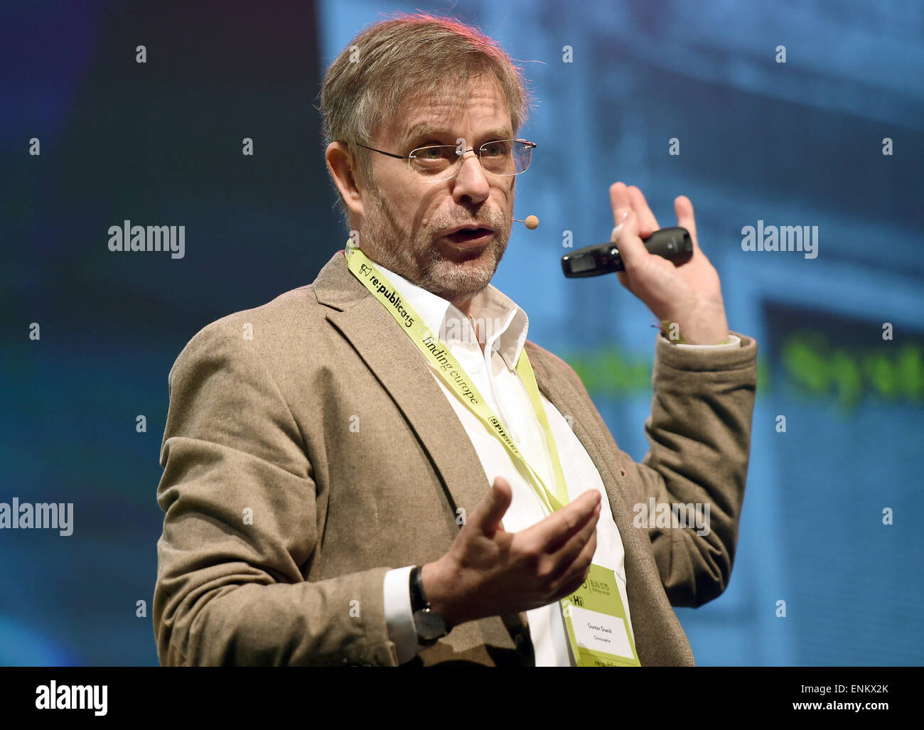 Mathematician Gunter Dueck speaks during the Re:publica Internet ...