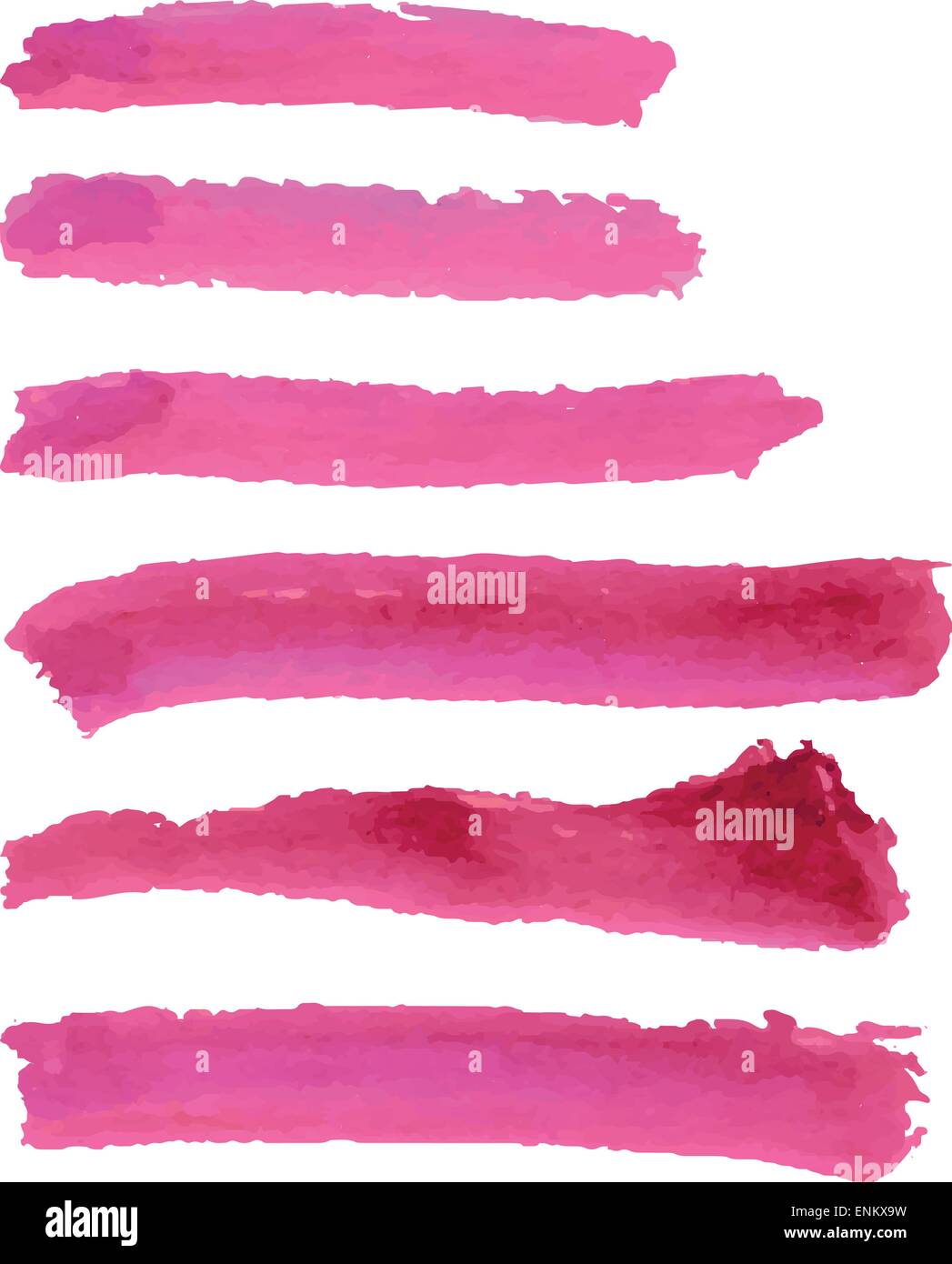 Pink watercolor brush strokes set. Vector illustration Stock Vector ...