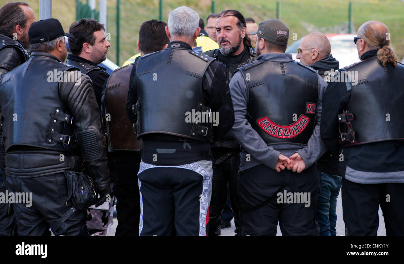 Lenin Jovanovski (4-R), president of the Macedonian 'Night Wolves ...