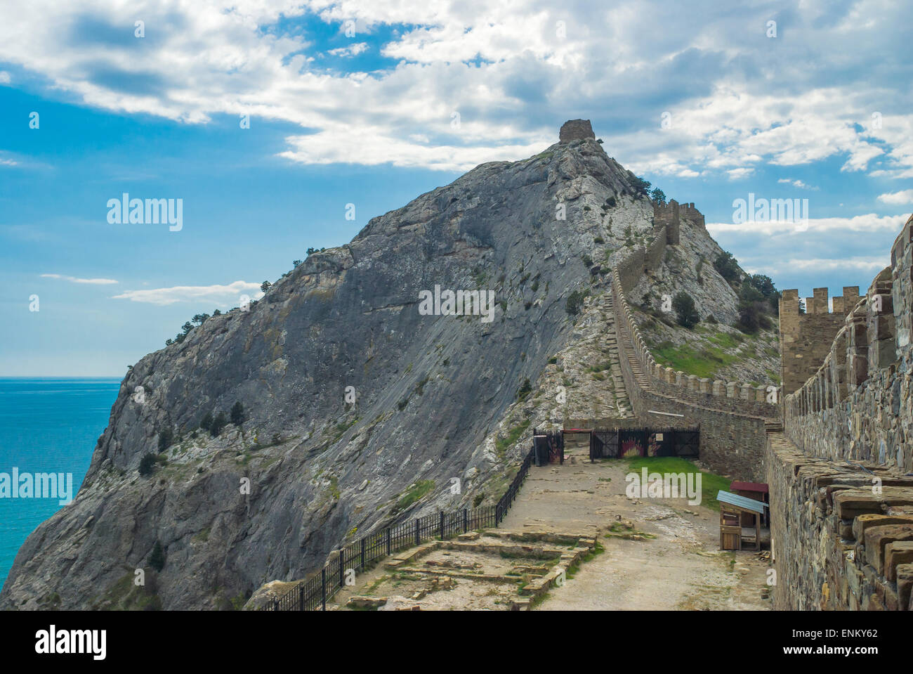 Wall of an ancient Genoese fortress in Sudak, Crimea, Ukraine Stock ...