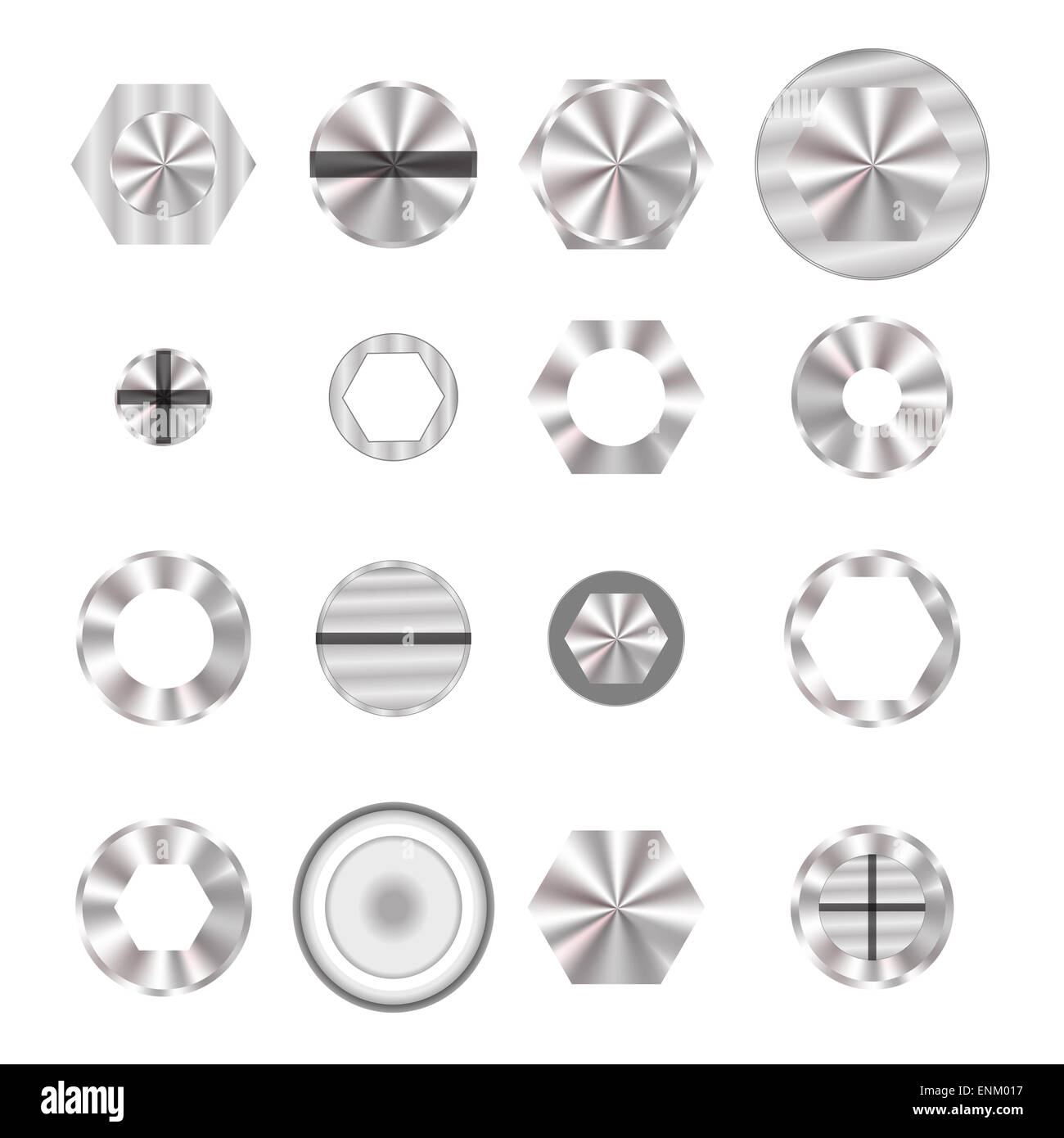 Set of Screw heads Isolated on White Background Stock Photo - Alamy