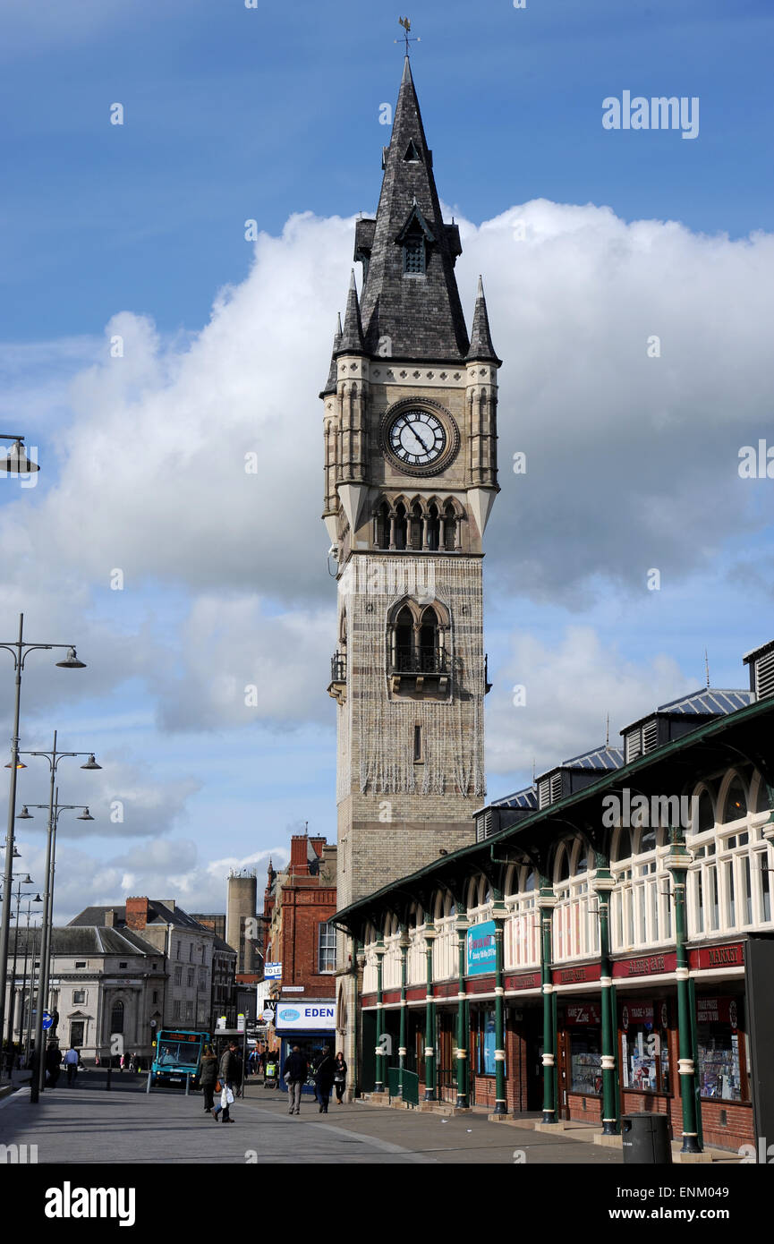 Darlington County Durham UK - Exterior of the indoor market and clock ...