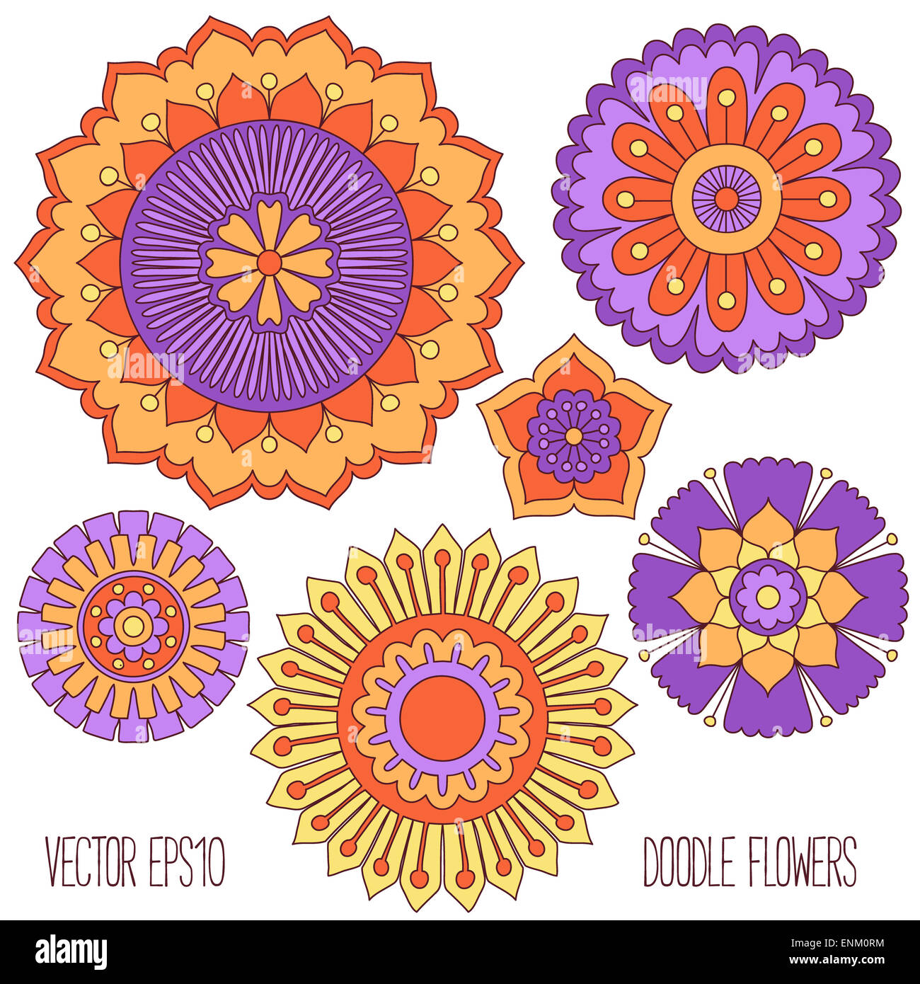 Doodle flowers set Stock Photo - Alamy