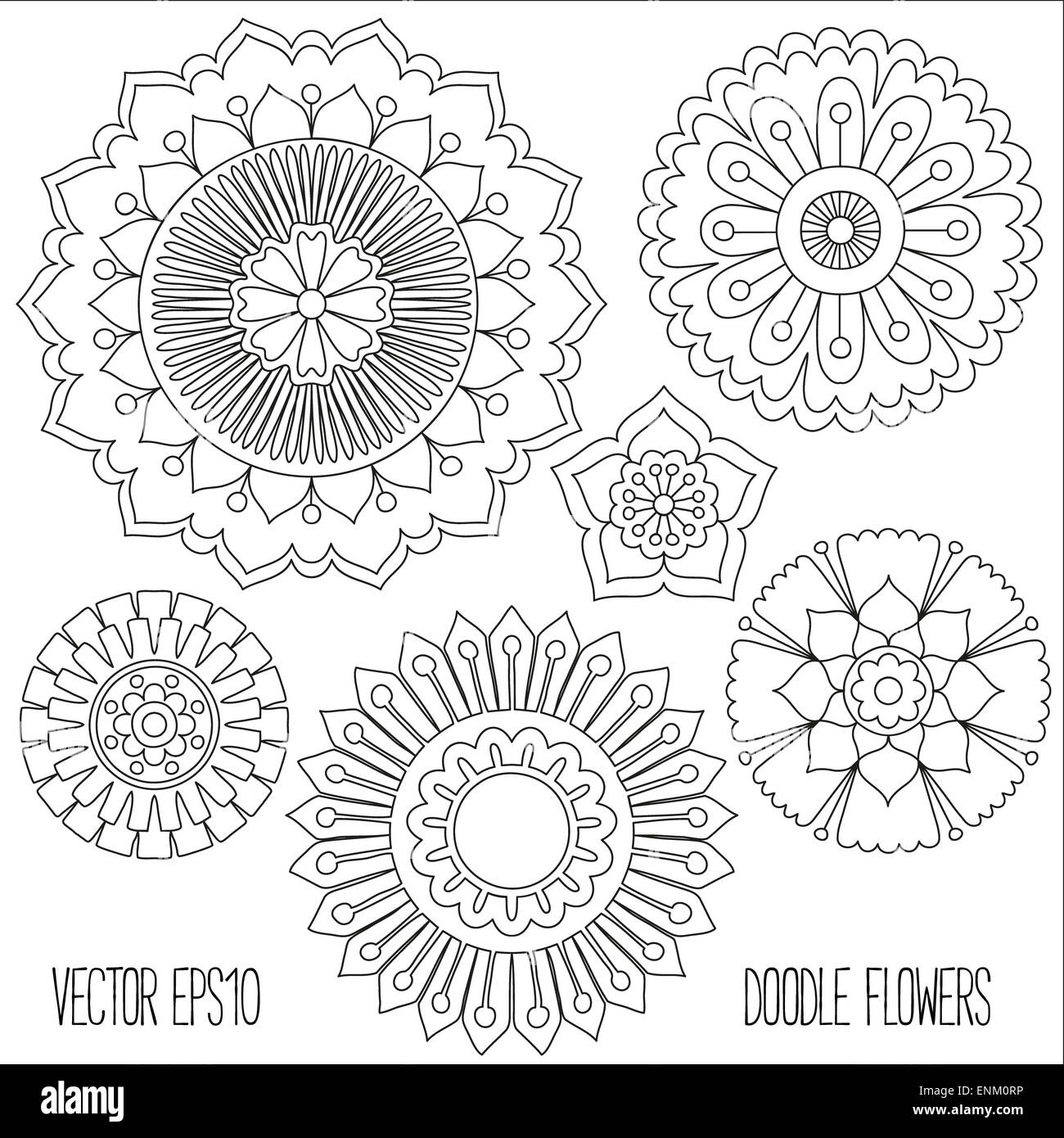 Doodle flowers set Stock Photo - Alamy