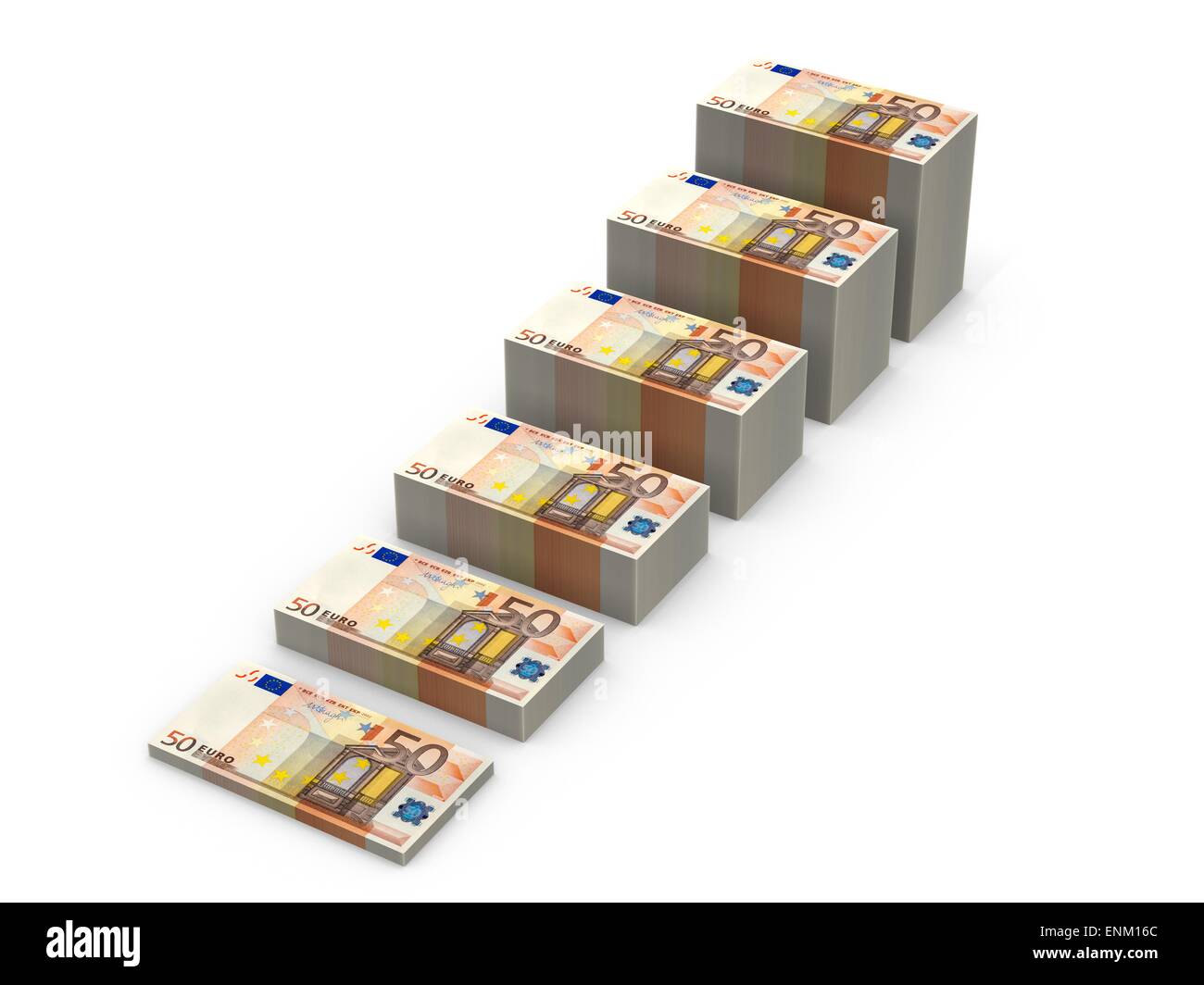 Stairs from stacks of money. 3D illustration. Expansion of deposits ...