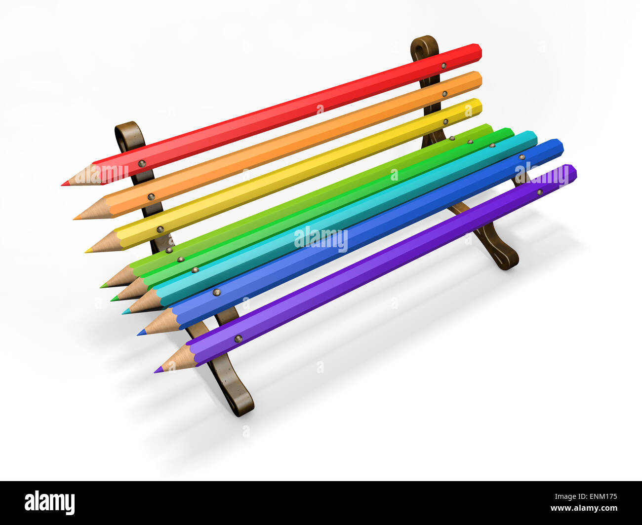 Pencil bench isolated on white background. 3D concept Stock Photo - Alamy