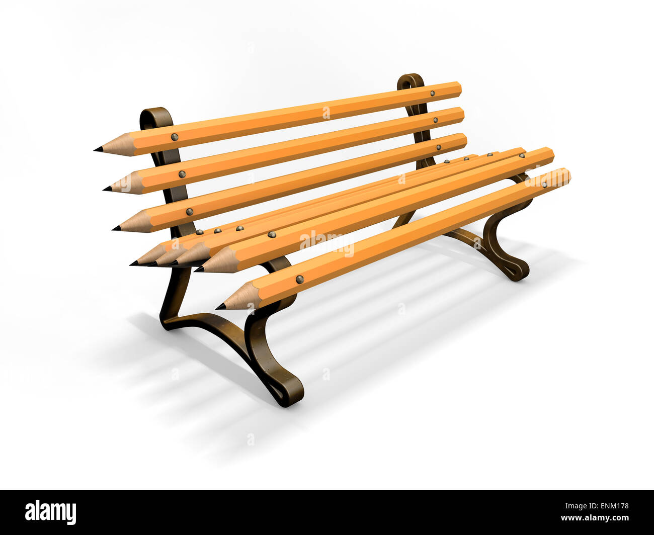 Pencil bench isolated on white background. 3D concept Stock Photo - Alamy