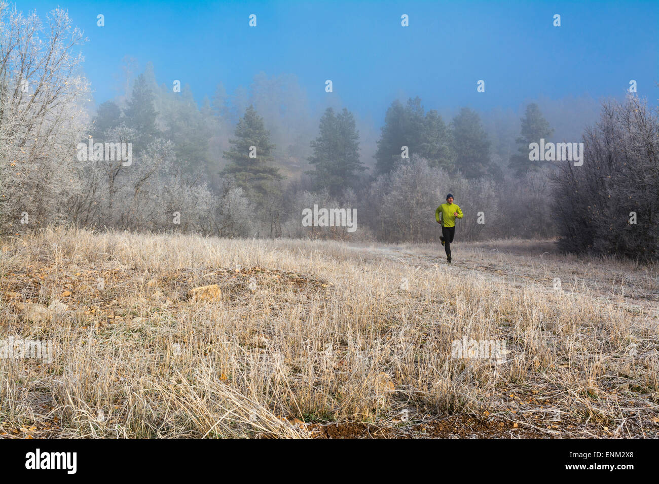 A man trail running outside Durango, Colorado Stock Photo - Alamy