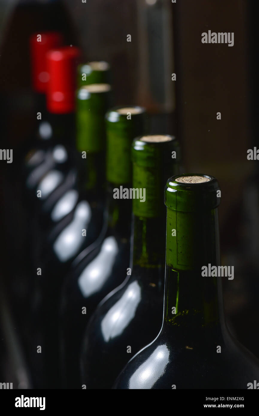 Wine bottles preparation Stock Photo - Alamy